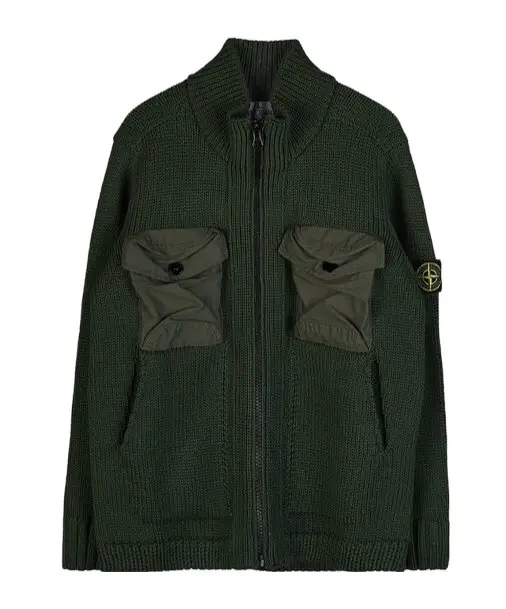 Stone Island Logo Patch Cargo Pocket Cardigan