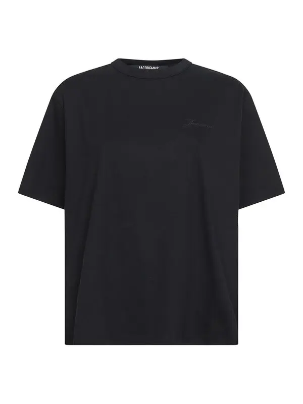 Jacquemus Logo Embroidered Crewneck T-shirt - Black