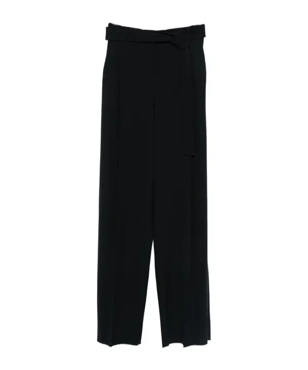 Emporio Armani Pleated Detailed Straight Leg Trousers - Black