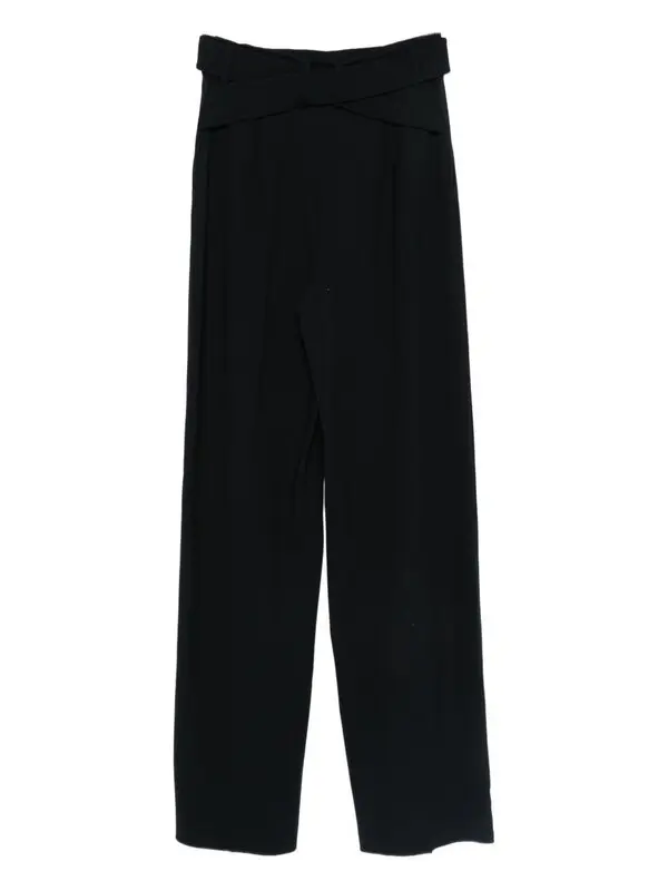 Emporio Armani Pleated Detailed Straight Leg Trousers - Black
