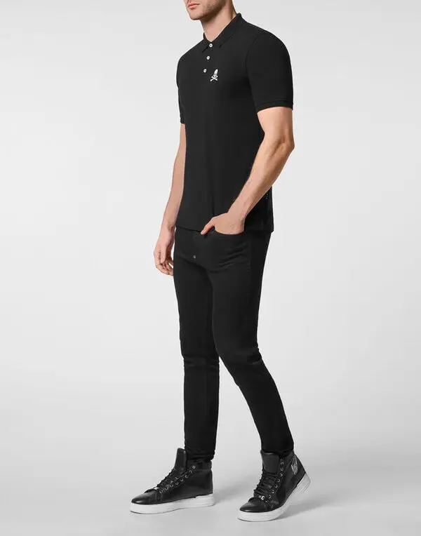 Philipp Plein Skull-patch Short-sleeved Polo Shirt - Black