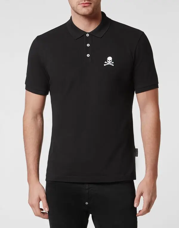 Philipp Plein Skull-patch Short-sleeved Polo Shirt - Black