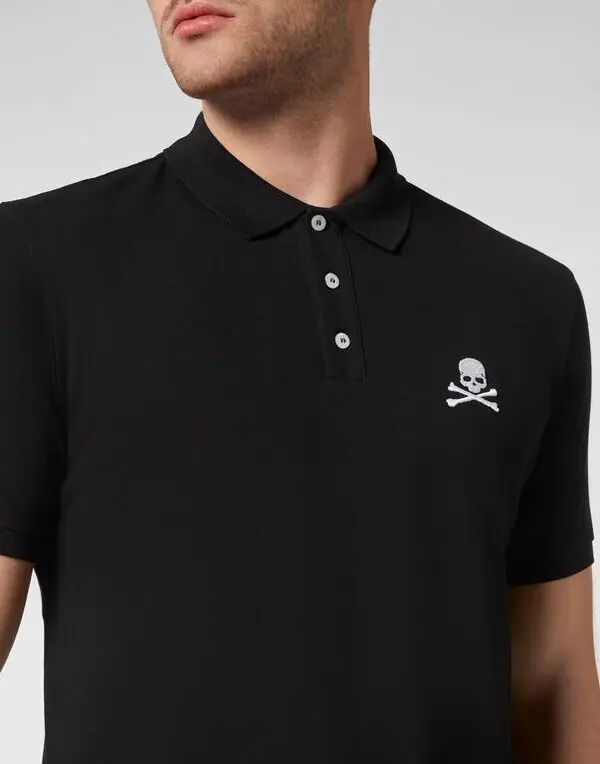 Philipp Plein Skull-patch Short-sleeved Polo Shirt - Black