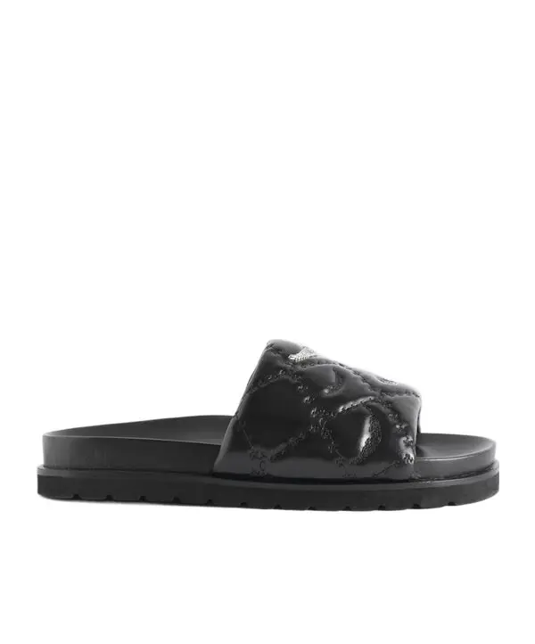 Zadig&Voltaire Quilted Wing Pattern Slides - Black