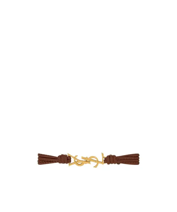 Saint Laurent Cassandre Multi-strand Bracelet - Warm Brown And Gold