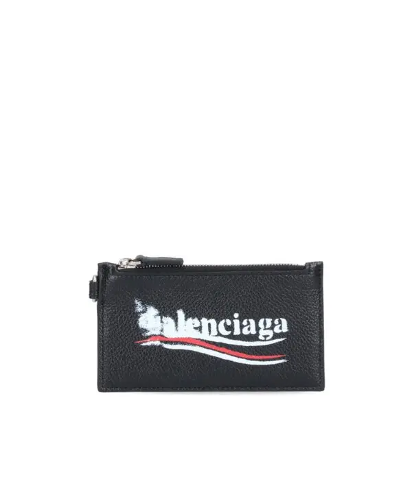 Balenciaga Logo Printed Keyring Cardholder - Black