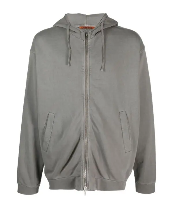 Barena Venezia Zip-up Cotton Hoodie - Gray
