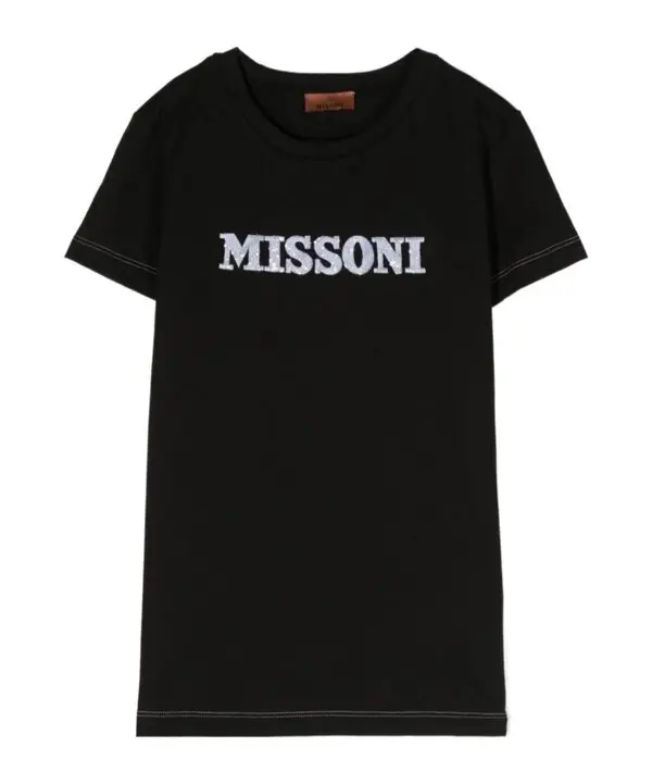 Missoni Logo Embroidered Cotton T-shirt - Black