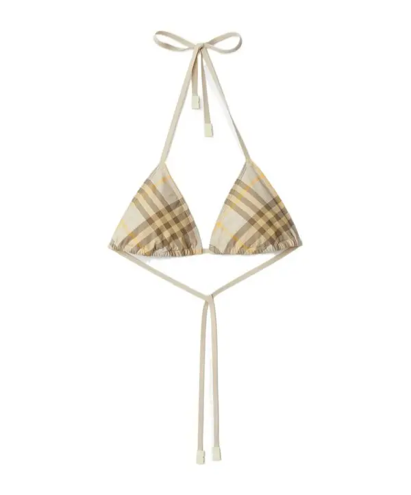 Burberry Check-printed Halterneck Bikini Top - Nude