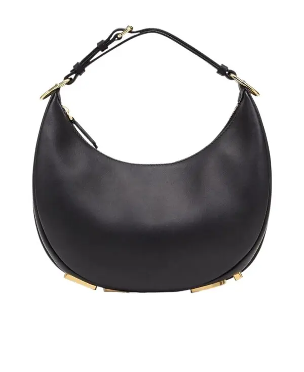 Fendi Graphic Logo Plaque Small Shoulder Bag - Black