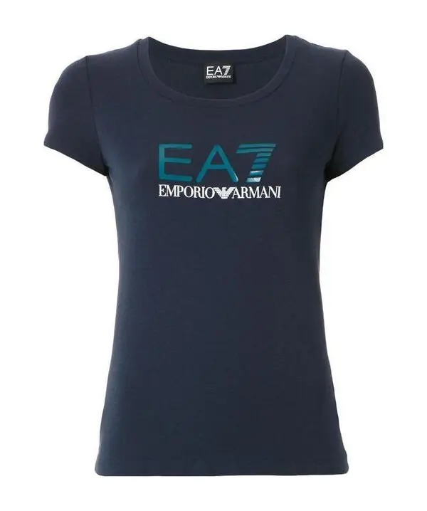 EA7 Logo Print Scoop Neck T-shirt