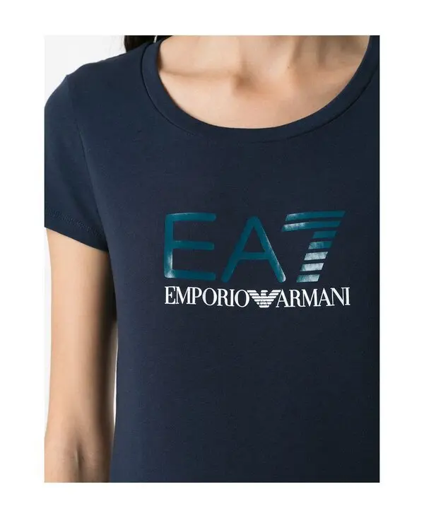 EA7 Logo Print Scoop Neck T-shirt