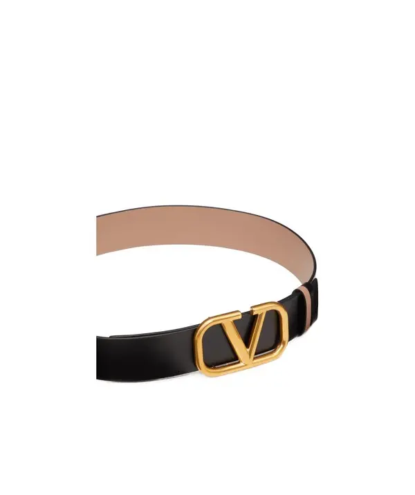 Valentino Garavani Vlogo Plaque Belt - Light Brown/black