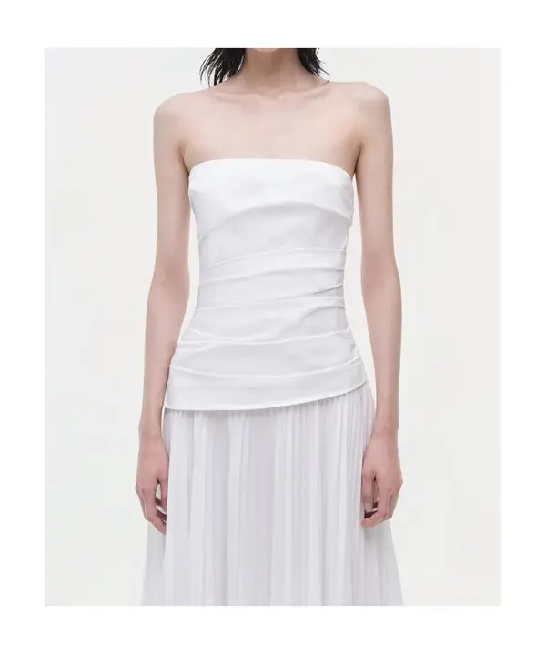 Simkhai Arie Strapless Bustier Midi Dress - White