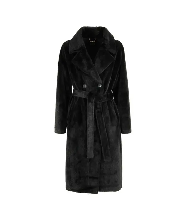 Seventy Fur Coat With Shearling Collar And Waist Tie