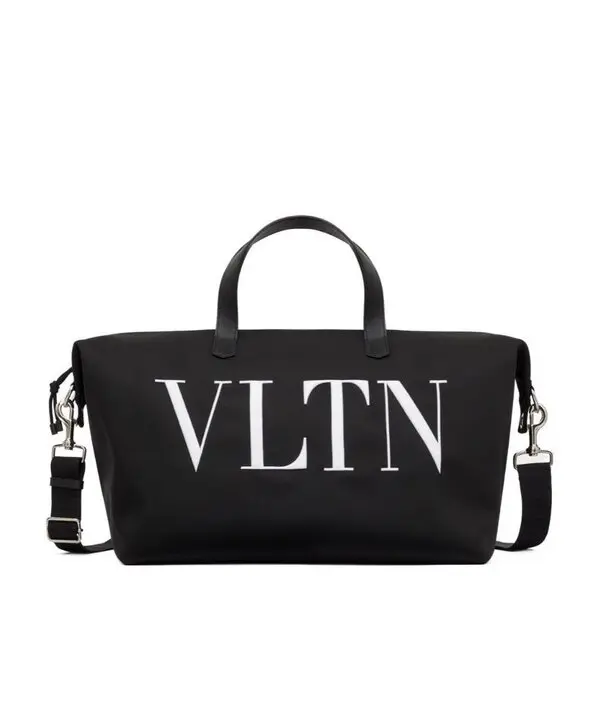 Valentino Garavani Vltn Logo Printed Strapped Tote Bag - Black