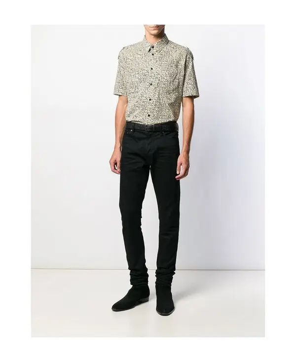 Saint Laurent Cotton Zebra Print Short-sleeved Shirt - Nude