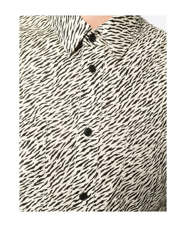 Saint Laurent Cotton Zebra Print Short-sleeved Shirt - Nude