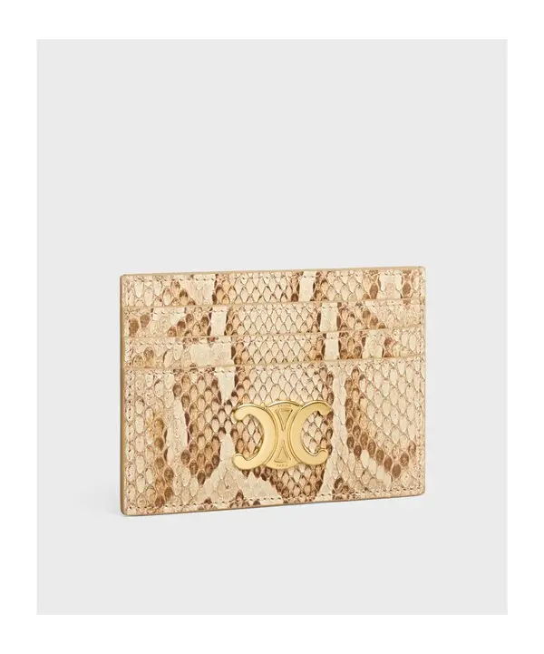 Celine Card Holder Triomphe In Python - Natural