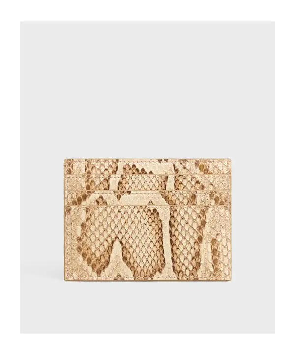 Celine Card Holder Triomphe In Python - Natural