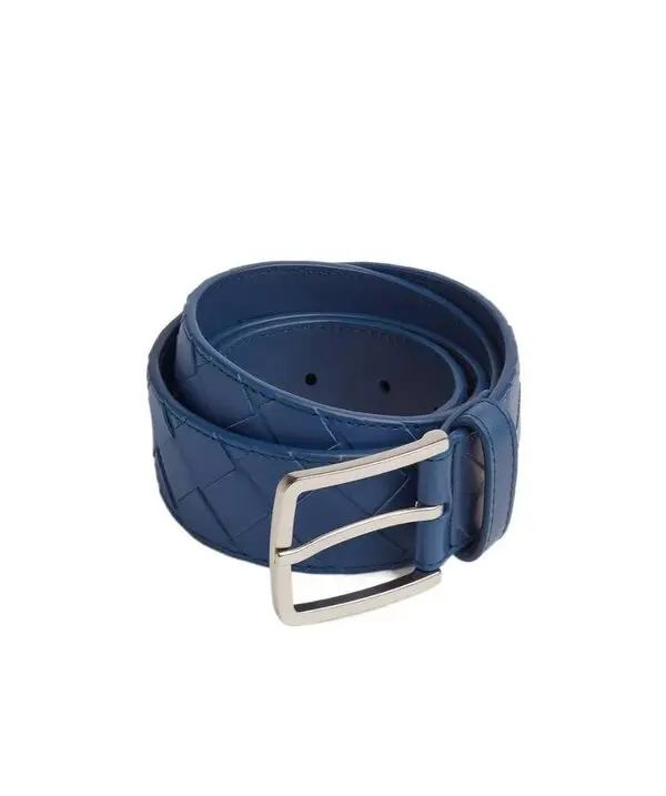 Bottega Veneta Intrecciato Leather Belt - Blue