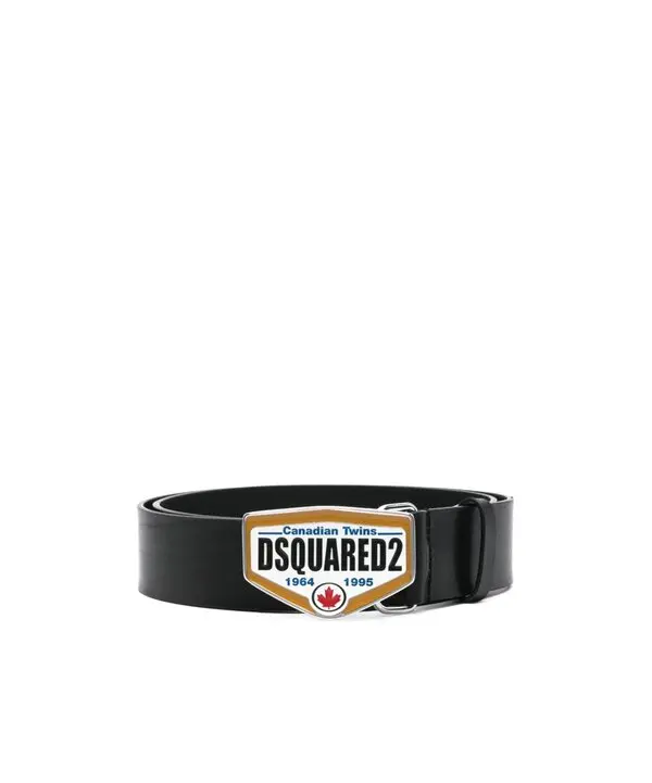 Dsquared2 Logo Enamel Buckle Belt - Black