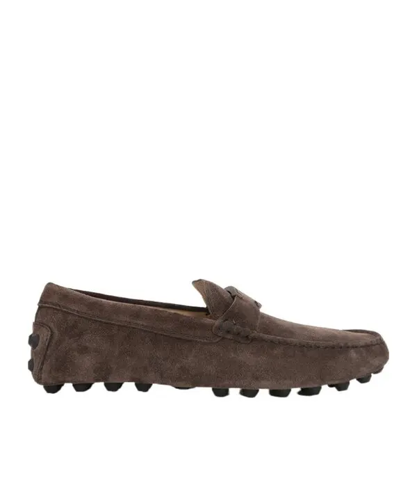 TOD'S Suede T-buckle Loafers - Brown