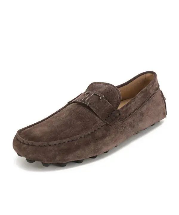 TOD'S Suede T-buckle Loafers - Brown