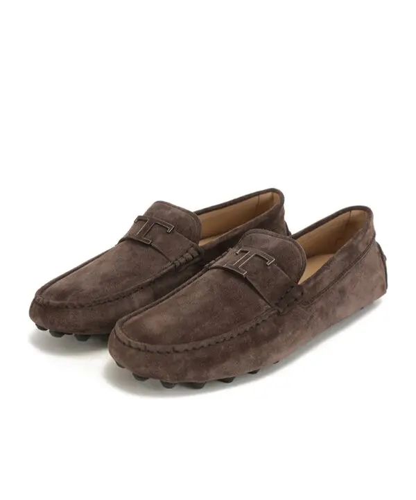 TOD'S Suede T-buckle Loafers - Brown
