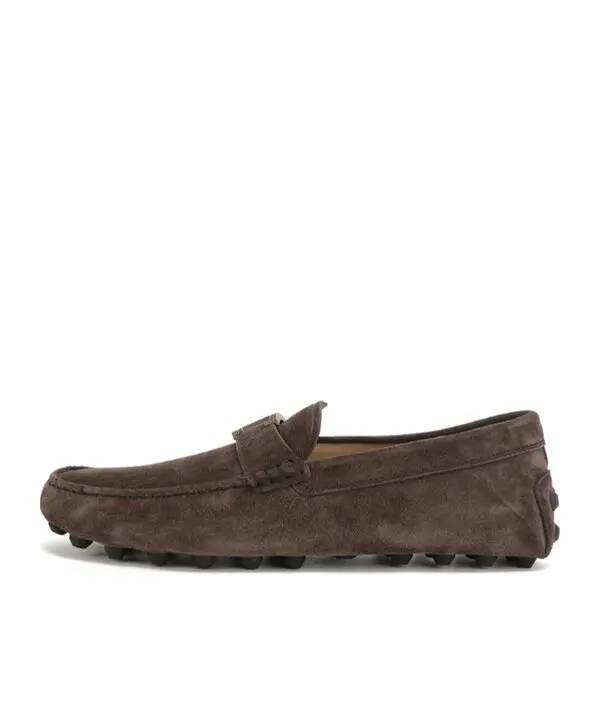 TOD'S Suede T-buckle Loafers - Brown