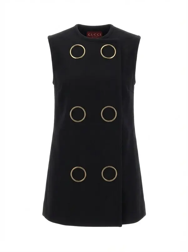 Gucci Sleeveless Vest With Maxi Buttons - Black