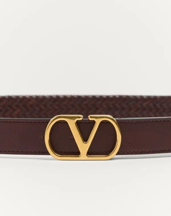 Valentino Garavani Vlogo Signature Braided Belt - Brown