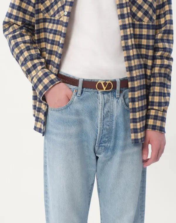 Valentino Garavani Vlogo Signature Braided Belt - Brown