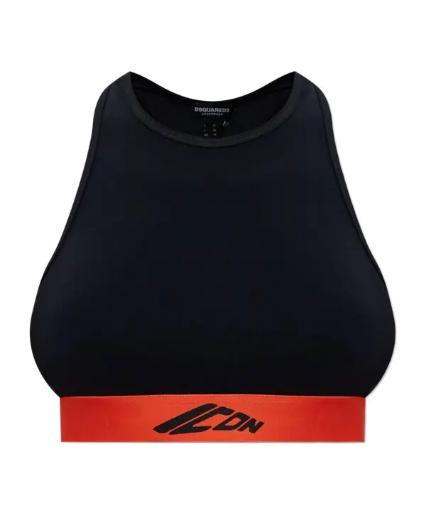 Dsquared2 Sleeveless Printed Logo Top - Black
