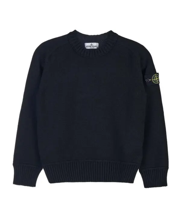 Stone Island Logo-patch Crew Neck Jumper - Black