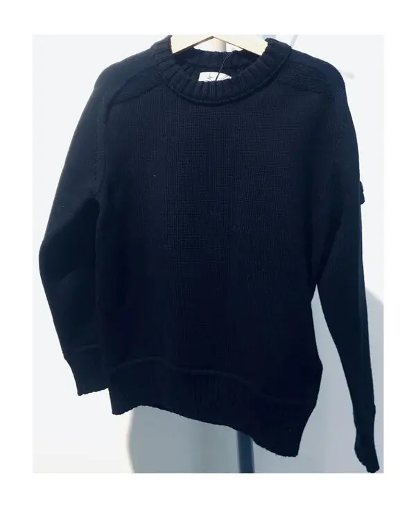 Stone Island Logo-patch Crew Neck Jumper - Black
