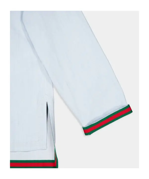 Gucci Web-stripe Denim Lace-up Shirt