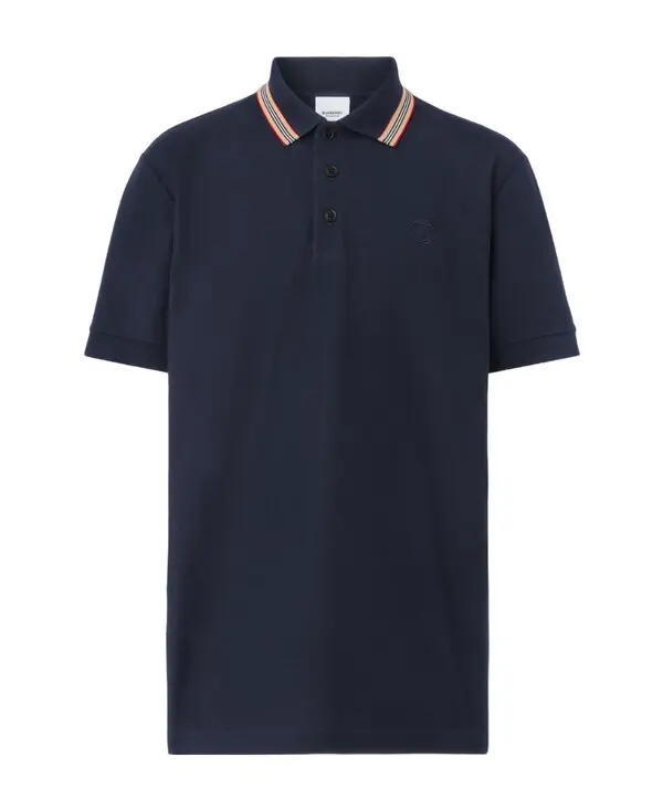 Burberry Logo Embroidered Short Sleeved Polo Shirt - Black