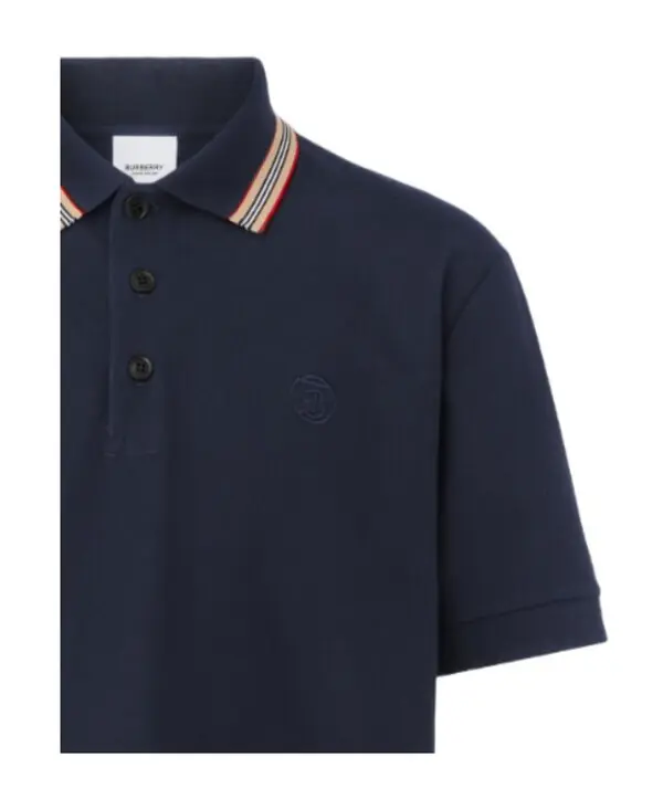 Burberry Logo Embroidered Short Sleeved Polo Shirt - Black
