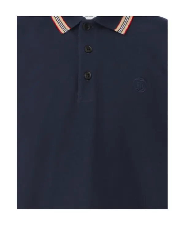 Burberry Logo Embroidered Short Sleeved Polo Shirt - Black
