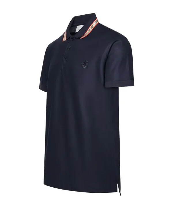 Burberry Logo Embroidered Short Sleeved Polo Shirt - Black