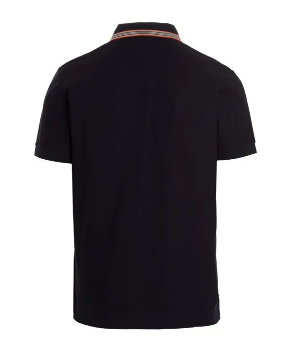 Burberry Logo Embroidered Short Sleeved Polo Shirt - Black