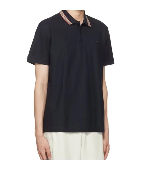 Burberry Logo Embroidered Short Sleeved Polo Shirt - Black