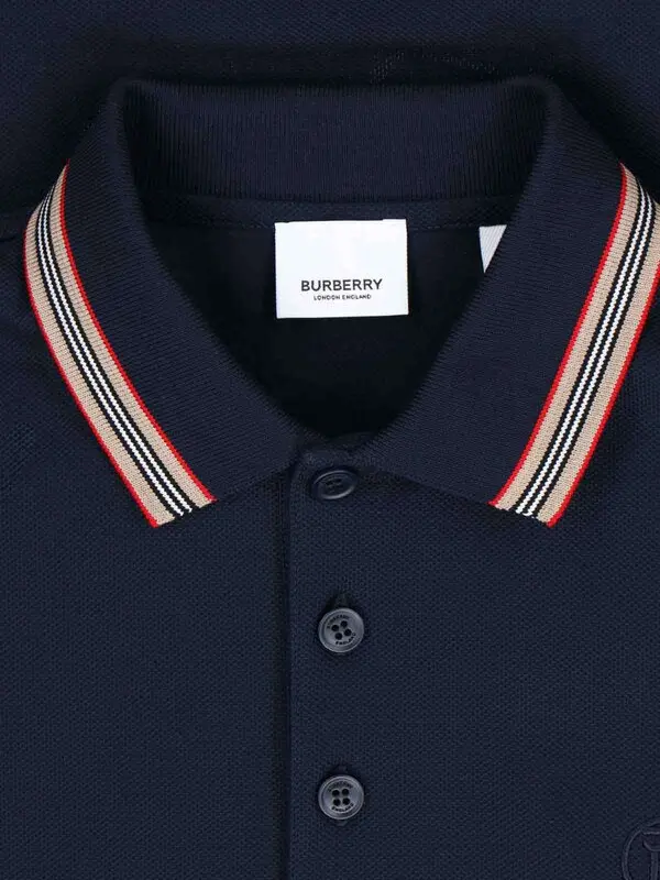 Burberry Logo Embroidered Short Sleeved Polo Shirt - Black