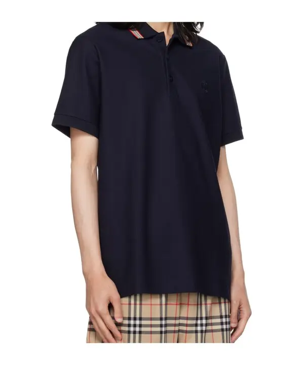 Burberry Logo Embroidered Short Sleeved Polo Shirt - Black