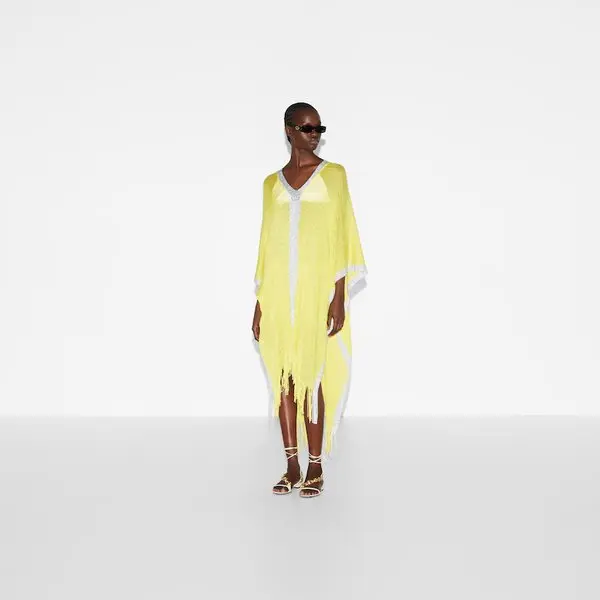 Gucci V-neck Tassel Dress With Double G Detail