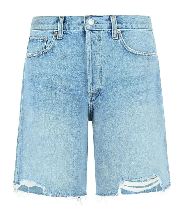 AGOLDE Indra Distressed Denim Shorts - Blue