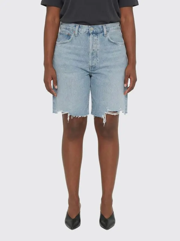 AGOLDE Indra Distressed Denim Shorts - Blue