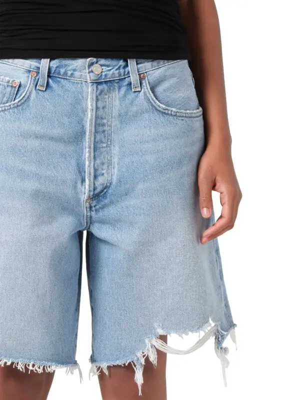 AGOLDE Indra Distressed Denim Shorts - Blue