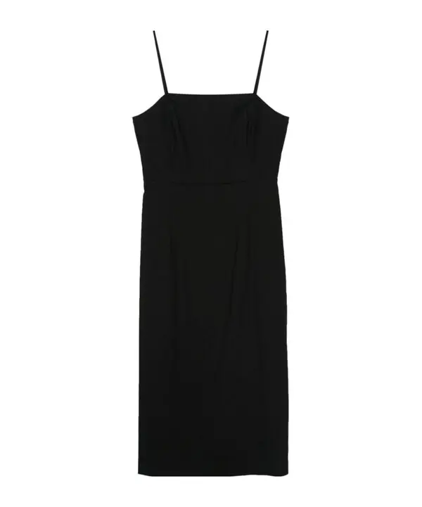 Theory Square Neck Sleeveless A-line Midi Dress - Black